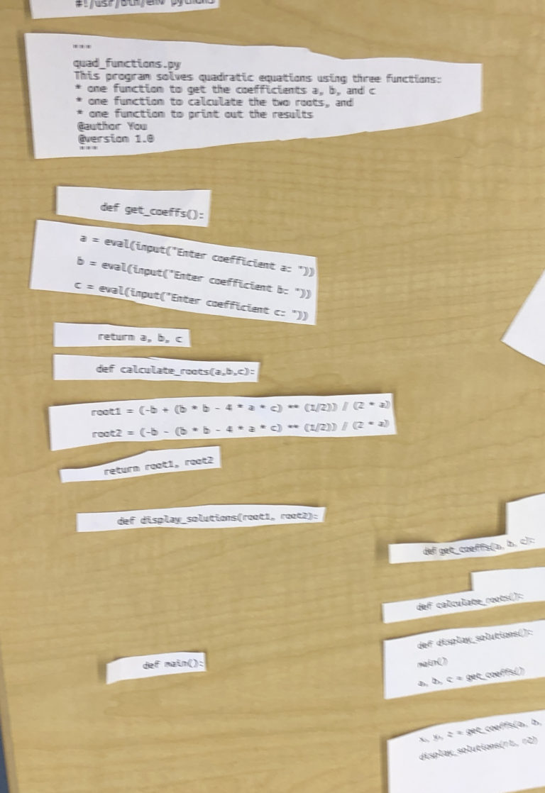 Parsons Problem Lesson: quad_functions | hybridclassroom.com